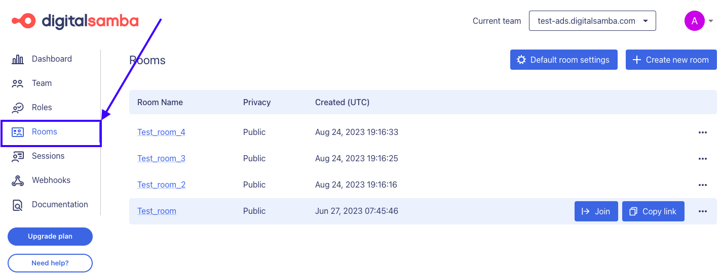 How to Configure Your Room Default in Digital Samba Using the Dashboard